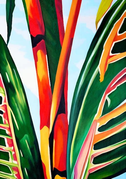 Premium Photo Colorful Tropical Nature Illustration Wildlife Plant