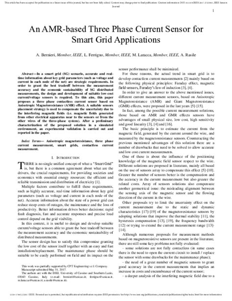 Pdf An Amr Based Three Phase Current Sensor For Smart Grid Applications