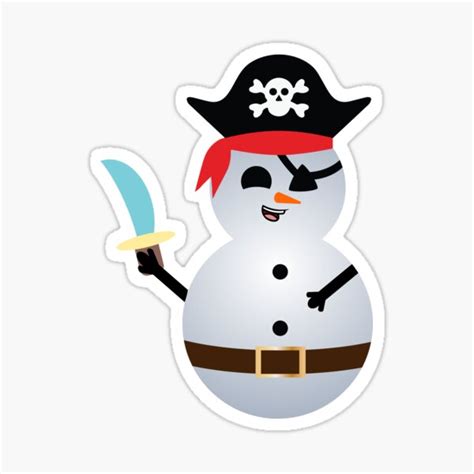 Pirate As A Snowman Sticker For Sale By Gwenvell Redbubble