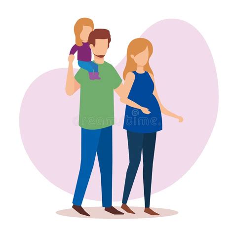 Los Padres Se Juntan Con Los Caracteres De La Hija Ilustración Del