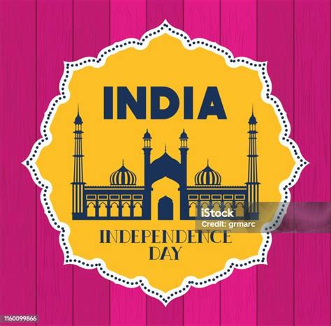 Lace With Indian Jama Masjid Temple Stock Illustration Download Image