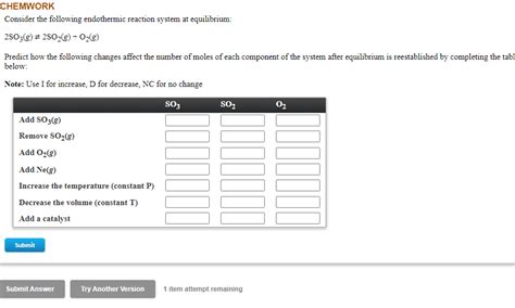 Solved CHEMWORK Consider The Following Endothermic Reaction Chegg