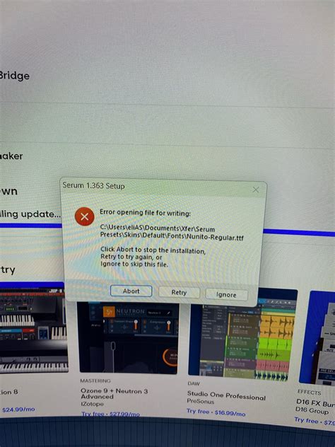 This Error Shows Up When I Try To Update Serum I Got Some Serum
