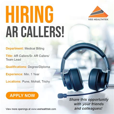 Vee Healthtek On Linkedin Job Opening For Ar Caller Srar Caller