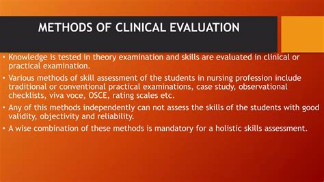 Clinical Evaluation Methods By Tanoj Patidar Msc Nursing Msn Pptx