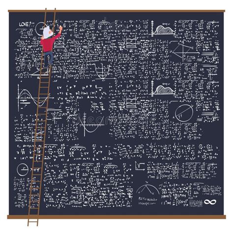 Professor Mathematician With Formulas On Huge Blackboard Math Science