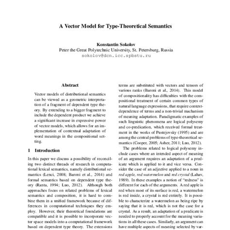 A Vector Model For Type Theoretical Semantics Acl Anthology