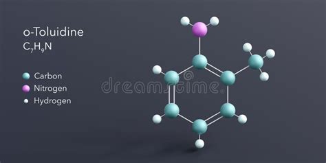 O Toluidine Molecular Structure 3d Model Molecule Ortho Toluidine Structural Chemical Formula