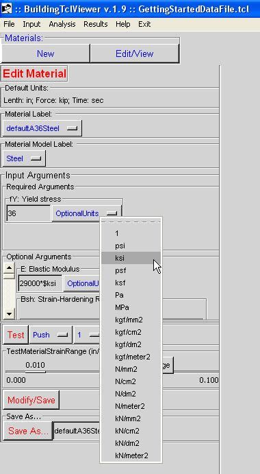 Buildingtclviewer Input Menu Common Characteristics Openseeswiki