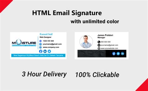 design professional clickable html email signature by ummeasha fiverr