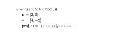 Solved Given U And V Find Projvu U V Projvu Chegg Com