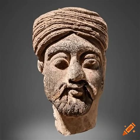 Antique Statue Of A Persian Man With Ancient Patterns And Amulet Of A