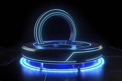Portal And Hologram Futuristic Neon Color Circle Elements Standard Podium Or Studio Futuristic