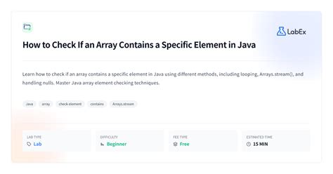 Como Verificar Se Um Array Contém Um Elemento Específico Em Java Guia Completo Labex