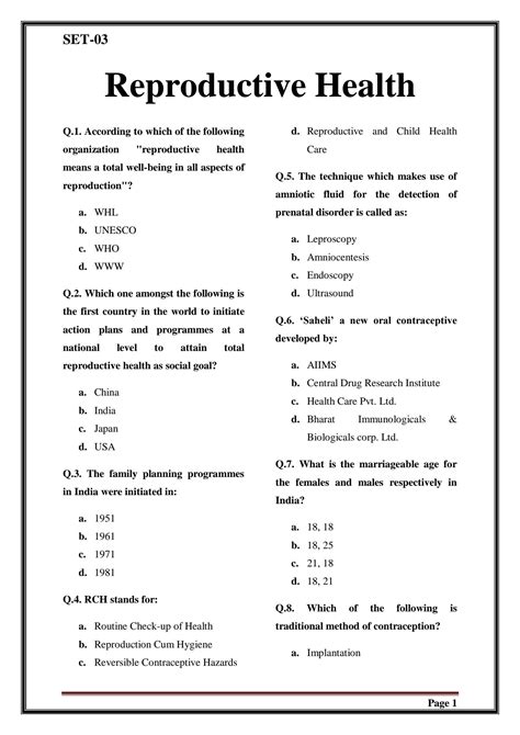 Solution Reproductive Health Neet Mcq Set 03 Studypool