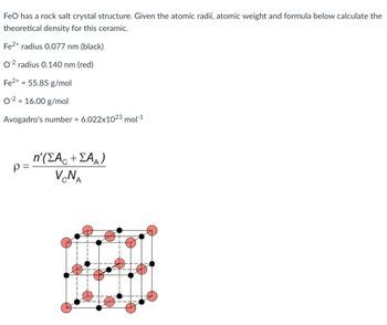 Answered FeO Has A Rock Salt Crystal Structure Bartleby