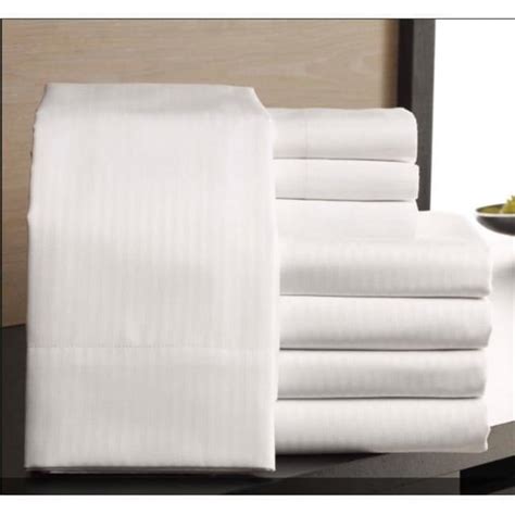 Rifz Gss84120 T250 T 250 Satin Striped Cotton Blend Flat Sheet Full