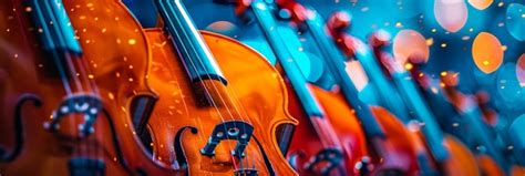 Premium Photo Vibrant Row Of Violins Displayed Against A Festive