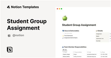Student Group Assignment Template By Notion Notion Marketplace