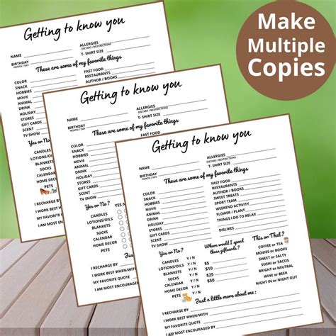 Team Building Get To Know Me Questionnaire Printable Employee