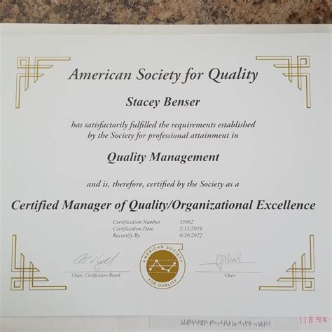 Stacey Benser On Linkedin Asq Qualitymanagement Certification