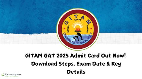 Gitam Gat 2025 Admit Card Out Now Download Steps Exam Date And Key Details
