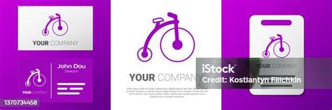 로고 타입 빈티지 자전거 하나의 큰 바퀴와 흰색 배경에 고립 된 하나의 작은 아이콘 자전거 대중 교통 표지판 로고 디자인 템플릿