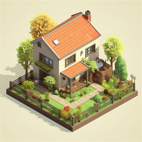 Premium Photo 3d Isometric House Rendered Image Created With Generative Ai