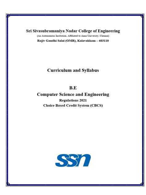 Ssn 5001 Cse R2021 Pdf Sustainability Engineering