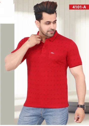 Plain Men Polo Neck Cotton Red T Shirt At Rs 278piece In Saharanpur