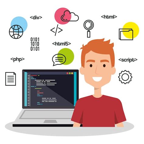 Premium Vector Software Language Programmer Avatar