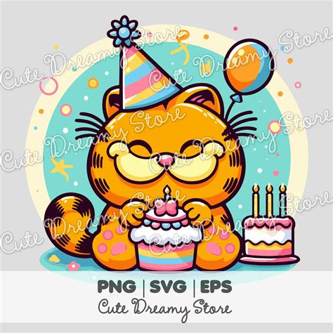 Birthday Garfield Clipart Svg Png Eps Vector Cute Dreamy Store