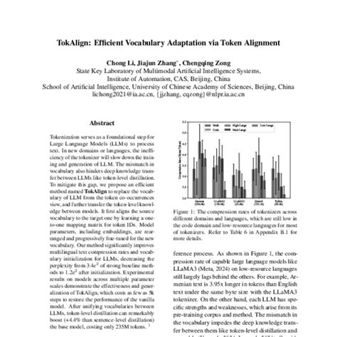 Tokalign Efficient Vocabulary Adaptation Via Token Alignment Acl Anthology