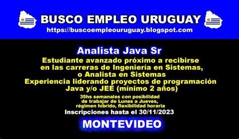 Analista Java Sr Rbolsatrabajouruguay