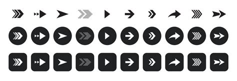 Web Arrow Cursor Button Icon Set Flat Round Square Style Arrows