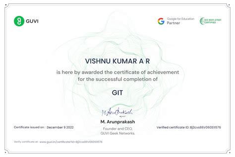 Vishnu Kumar A R On Linkedin Guvi Git Github Webdeveloper Research