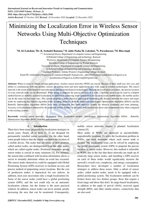 Pdf Minimizing The Localization Error In Wireless Sensor Networks