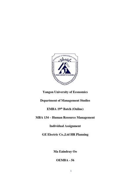 Hr Individual Assignment Hr Planning Of Ge Electric Pdf Human Resource Management