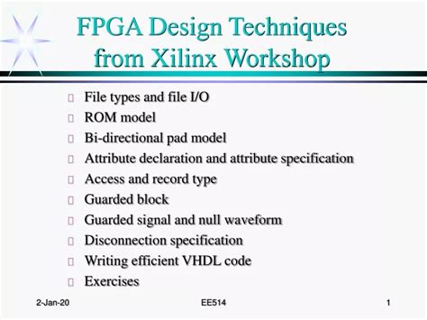 Ppt Fpga Design Techniques From Xilinx Workshop Powerpoint
