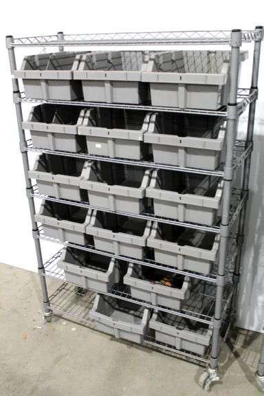 Industrial Style Shelving With Cubby Boxes Tools Or Crafts Application Bunting Online Auctions