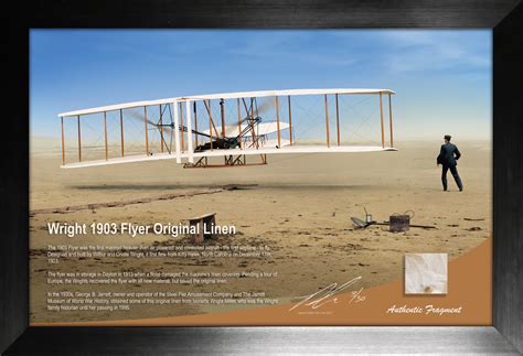 Wright 1903 Flyer Original First Flight Linen Relic Display