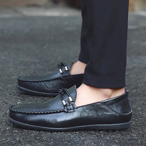 Mens Loafer Shoes Casual Stitching Detail Lightweight Slip On Flat