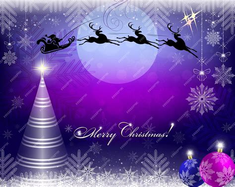 Premium Vector Blue Christmas Background With Santa Claus On Reindeer