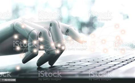 Konsep Robot Teknologi Jaringan Atau Robot Tangan Chatbot Menekan