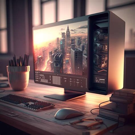 Premium Ai Image There Is A Computer Monitor Sitting On A Desk With A