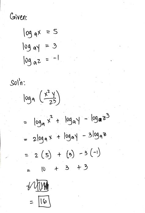 Solved OMark QUESTION Suppose Logax 5 Logay 3 And Log Z 1 Find Course Hero