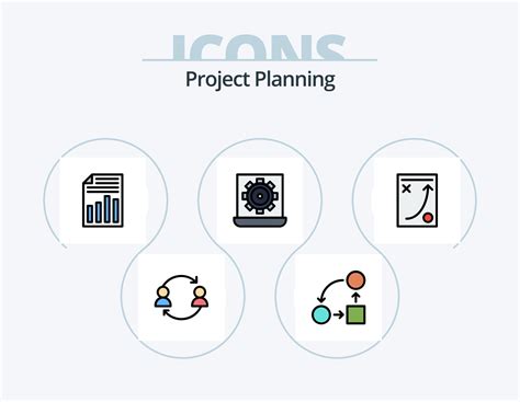 Project Planing Line Filled Icon Pack 5 Icon Design Upload Drawer