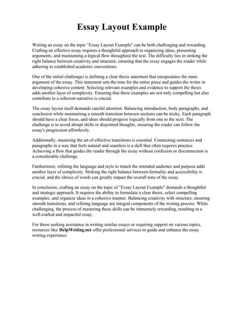 Essay Layout Examplepdf Homework And Study Education