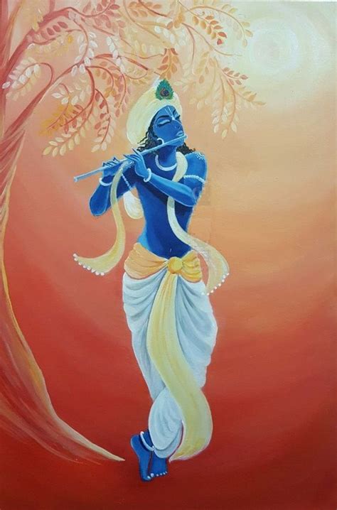 Lord Krishna O Hand Painted Painting On Canvas Without Frame
