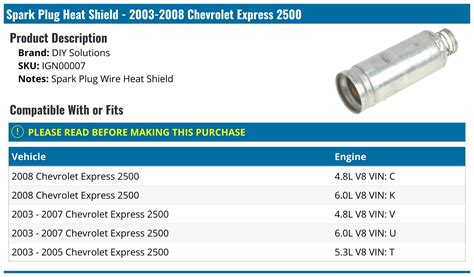 2003 2008 Chevrolet Express 2500 Spark Plug Heat Shield Diy Solutions